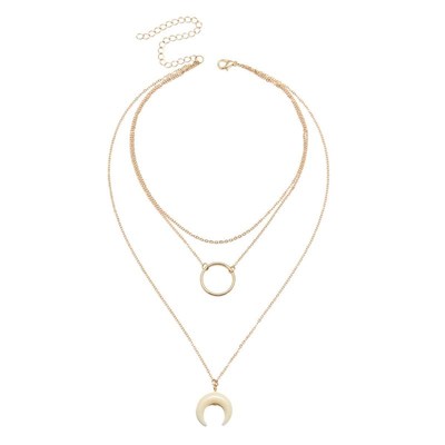Decoration Xin jewelry moon pendant ring multi-layer necklac