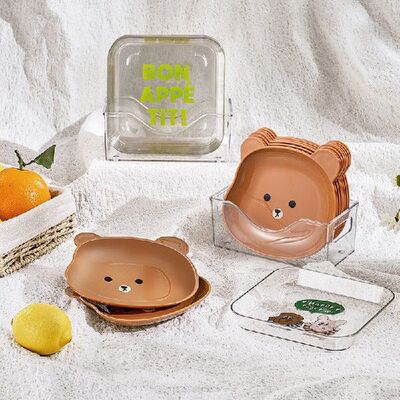 8pcs/lot Cute Bear Plate Tableware Kitchen Kawaii Plates