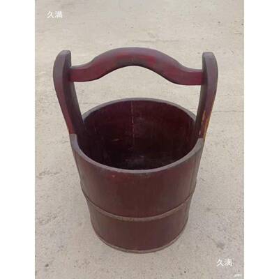 农民俗老物ALtj#lzn件水桶木盆旧竹篮农耕文化旧具复古怀览摆件影