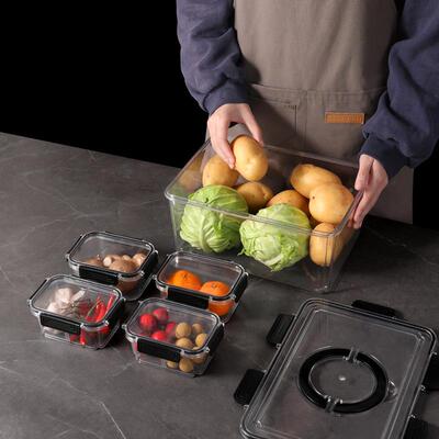 冰箱保鲜厨房蔬菜水密果收纳盒冷冻多盒分格封带扣多物91002功能储盒