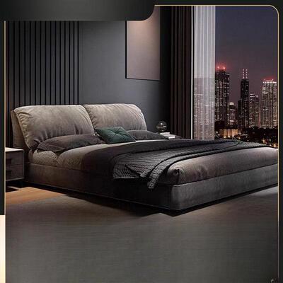 意式轻大象耳双人高端奢大朵气主卧LOG大床艺床现布代简约储物婚