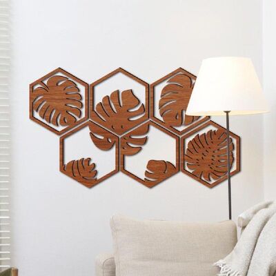 好货6Pcsset Hexagonal Patchwork Leaf Stickers Selfadhesive
