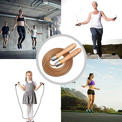 Cowhide Leather Jump Rope Wood Handle Adult Skipping Ropes