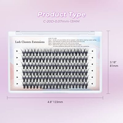 好货QEZEZA Lash Clusters Eyelash Extensions 120 Clusters Las