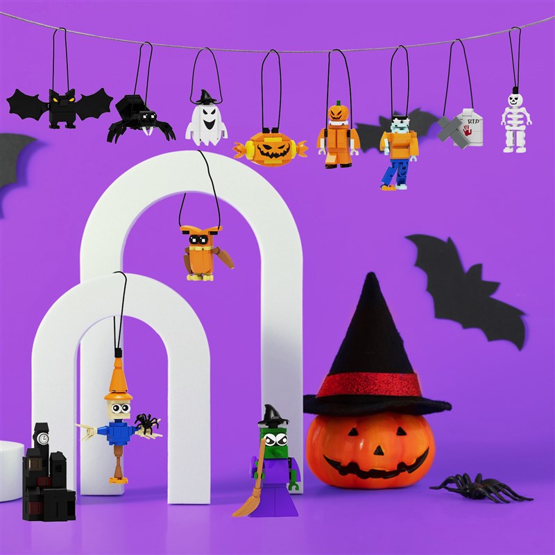 极速BuildMoc Halloween Pendant Building Blocks Set Pumpkin