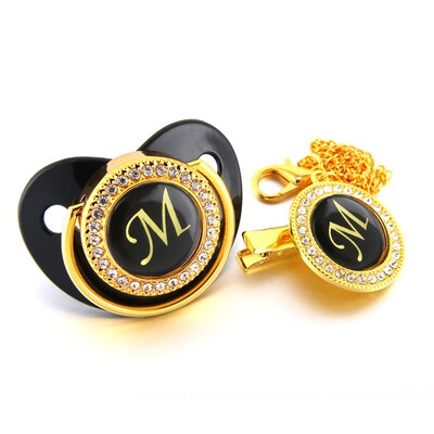 极速Luxury Baby Pacifier Initial Letter A Bling Pacifier Rhi