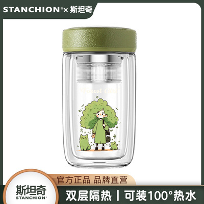 stanchion高硼硅玻璃可爱泡茶杯