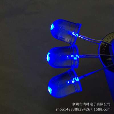 供应直插LED灯珠直插发光二极管F8圆头长脚高亮兰光灯珠