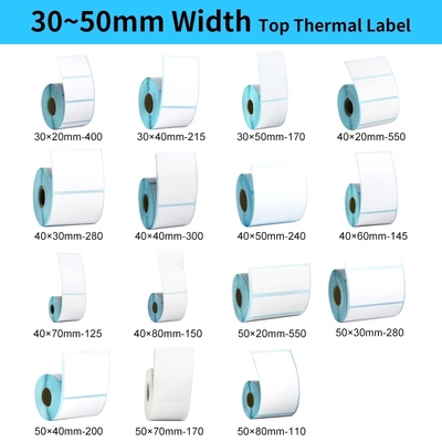 30-50mm ultiple Size hermal ers White lank Labels For 58mm W