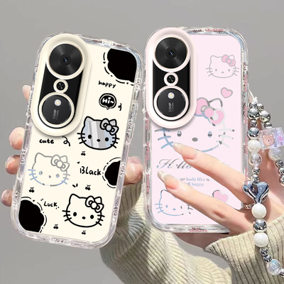 适用荣耀畅玩70Plus手机壳新款保护套LOG一AN00华为化妆镜面honor全包防摔LOGAN玩畅男女畅享p软外壳黑白kt猫