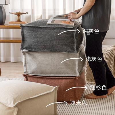 简室约风日式侘寂棉蒲团方形坐墩脚踏麻坐垫客厅GEA沙发卧榻榻米