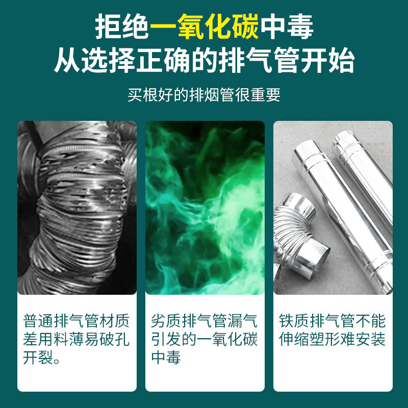 好货燃气热水器排气管强排式直排不锈钢烟道管伸缩软管排烟管配件