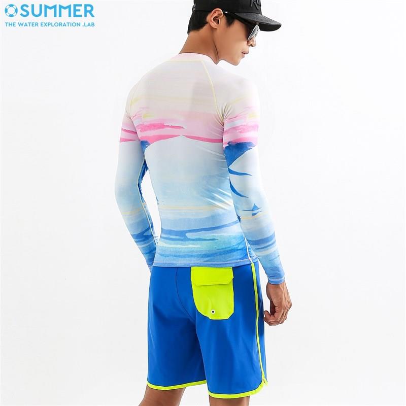热卖长袖游泳衣潜k水服男套装分体情侣拼色速干冲浪水母服浮潜泳