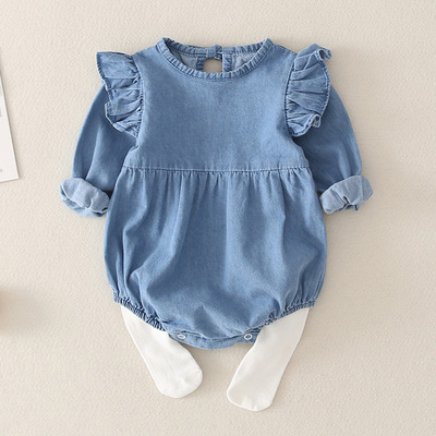 Spring Autumn Infant Baby Boys Girls Denim Romper Jumpsuit