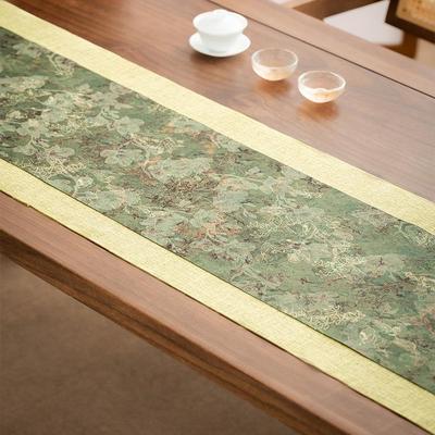 覆古防水云纱茶席双层中式禅意茶桌旗茶垫布轻奢茶台茶几布桌布