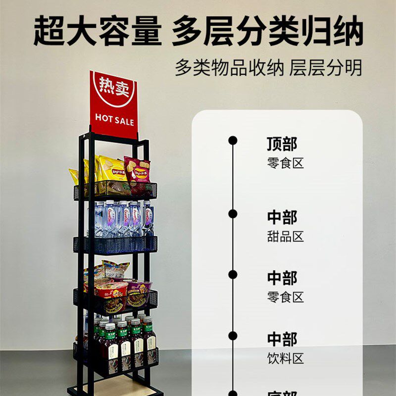 超市小货架便利店零食展示架饮料药店置物架多层S化妆品陈列架促
