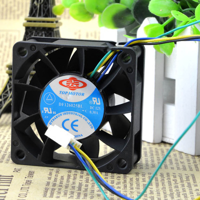 台湾正久6025 6CM 12V0.80A双滚珠暴力PWM控速四线风扇DF126025BU