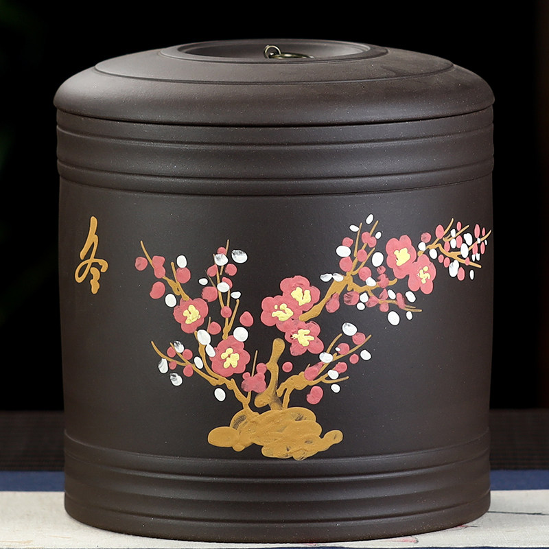 茶叶罐紫砂茶叶罐陶瓷密封罐大号茶具套I装储存普洱茶饼收纳盒桶