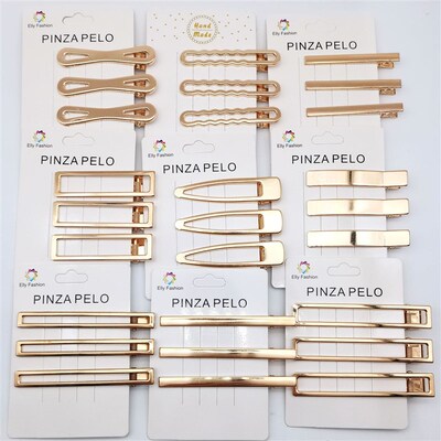 3pcs/set Korean Metal Geometric Hair Claw Barrettes Elegant