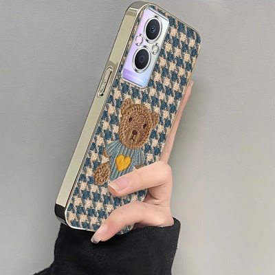 适用PFUM10手机壳PHA120套OPPOPFUM新款OPPOPHA电镀毛线小熊opp0pp0ppo外壳A965G型号A96OPPO全包OPPOA防摔女