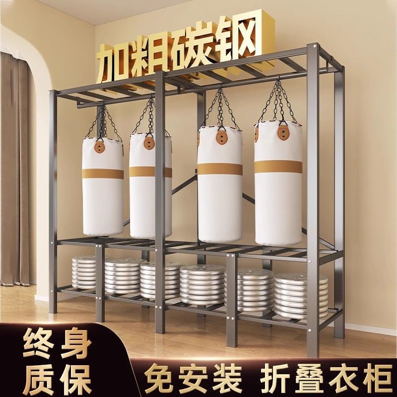 安装简易衣柜家用卧室加粗出租房加厚结实耐用收纳钢架折叠衣橱柜