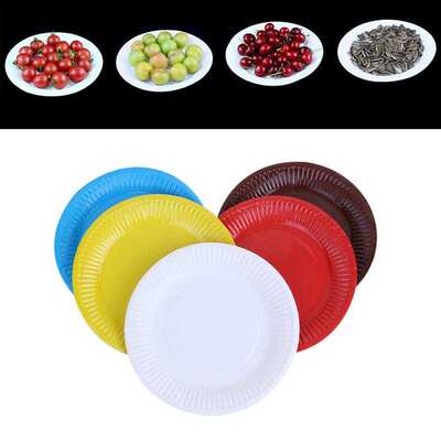 极速20pcsSet ROUND Paper Party Plates Candy Color 7&quot Pla