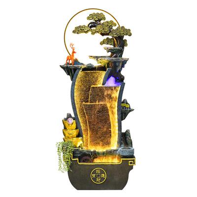 缸一风流水生财假山GEJ流水喷泉室内家居顺办公落地鱼景观装饰摆