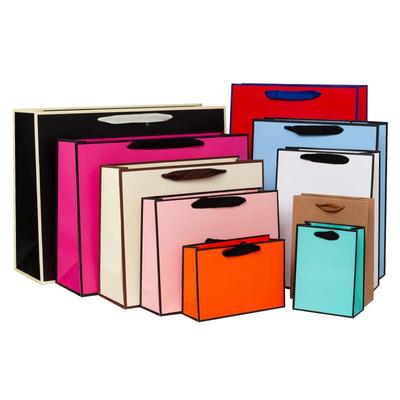 现货手提袋定做加彩边纸袋子品IMR圣纸诞节礼物礼袋定制加印log厚