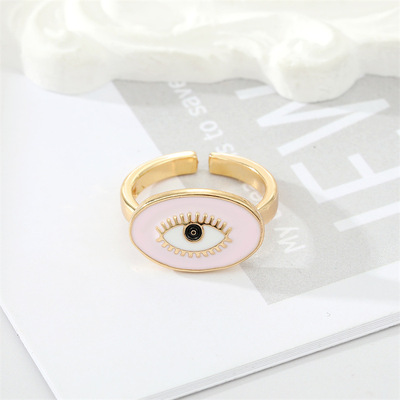 极速.Enamel Oval Evil Eye Finger Rings For Women Fashion Vin