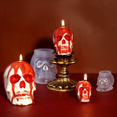 极速Halloween Terror Skull Candle Silicone Molds DIY Ornamen