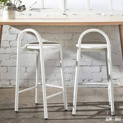 前台凳子机高户外铁艺吧38870台太凳轻奢创意手放店不锈钢塑木叠