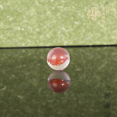 建廷原矿天然冰飘南红散珠9.4mm 冰种飘花单珠荔枝栋配饰配珠