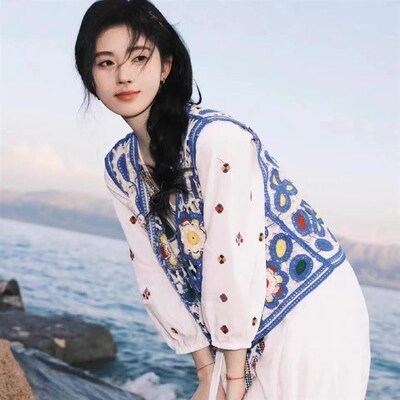 速发镂空勾花马坎开衫春夏质感民族风百搭短款宽松时尚外搭肩甲上