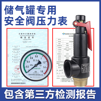 储气罐铸铁安全阀A27W-10T弹簧式压力表DN15/20/25代检出校验报告