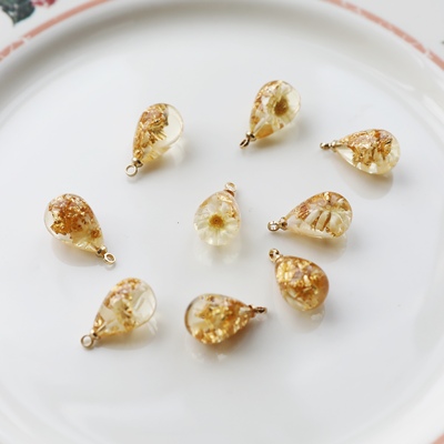 雏菊水滴diy材料手作干花耳环