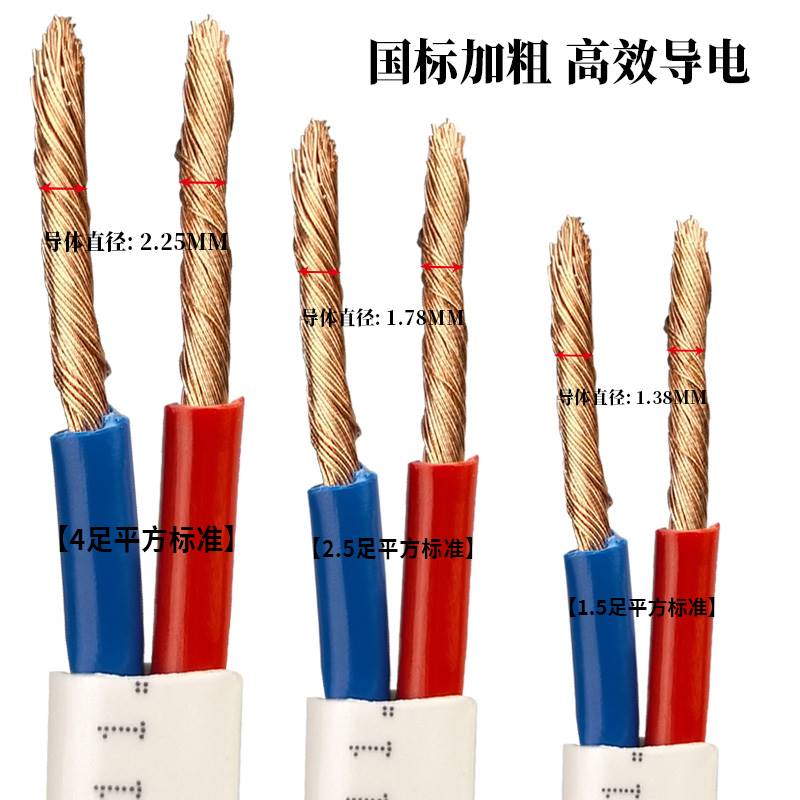 好货国标护套线电线电缆2芯1.5/2.5/4平方防水防冻多股软线家用电