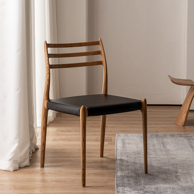 北欧实木餐椅丹麦中古椅复刻Niels Moller设计师经典创意马鞍椅