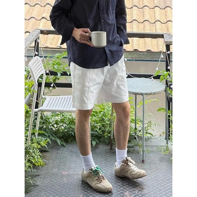 白色亚麻休闲短裤男夏季薄款