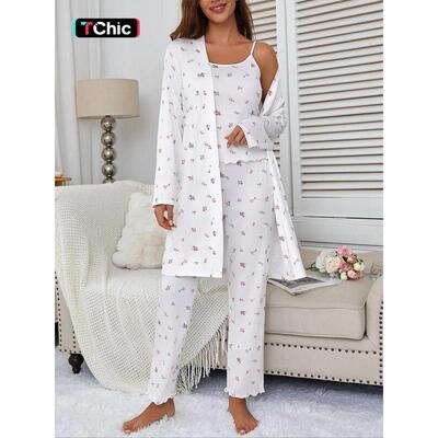 O 67074 Women Home Wear Sleepwear Set Floral睡衣套装