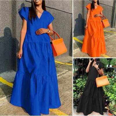 Women's New 2026 Summer Bright Chic Loose Big Hem Tiered