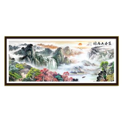 热山卖富春山居图水画十字绣印花厅工手刺F8046绣客装饰风景画