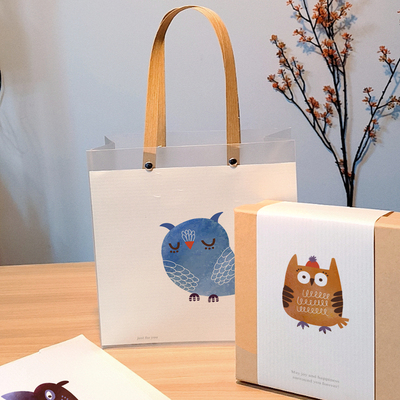 hnf150小众可爱礼盒包装手信软包装精美伴手礼包装纸袋插画礼盒