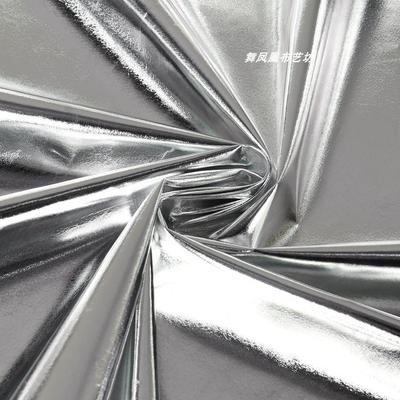 双面光银色料亮银春亚纺双布反光柔软两面烫银PU服装防水闪镜意面