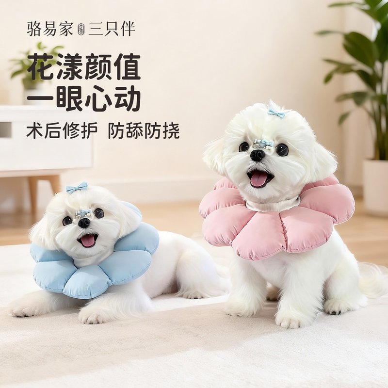 三只伴宠物伊丽莎白圈狗狗项圈防舔咬中小型犬绝育头套可调节脖套