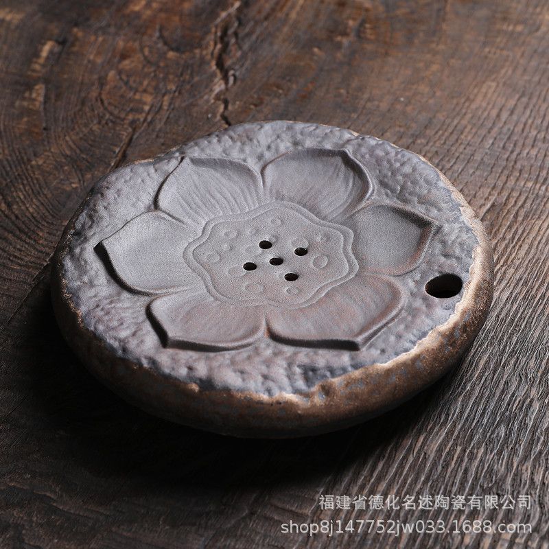 粗陶壶岩泥复壶茶具干泡台鎏金托养古老壶承陶瓷原矿零配茶道储水