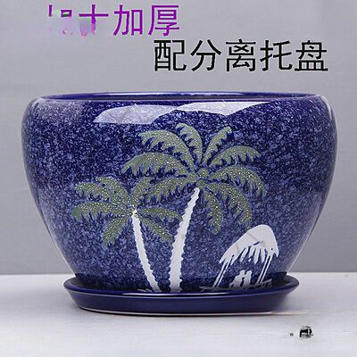 塑料盆陶瓷花盆特大号办公室 财树内园艺孔雀蓝绿萝中等
