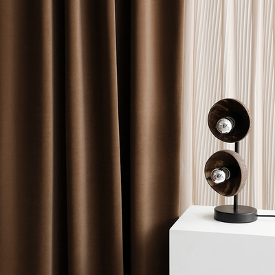 澳洲羊绒b复古轻奢窗帘棕色卧室全遮光防风客厅挡风防寒丝绒布加