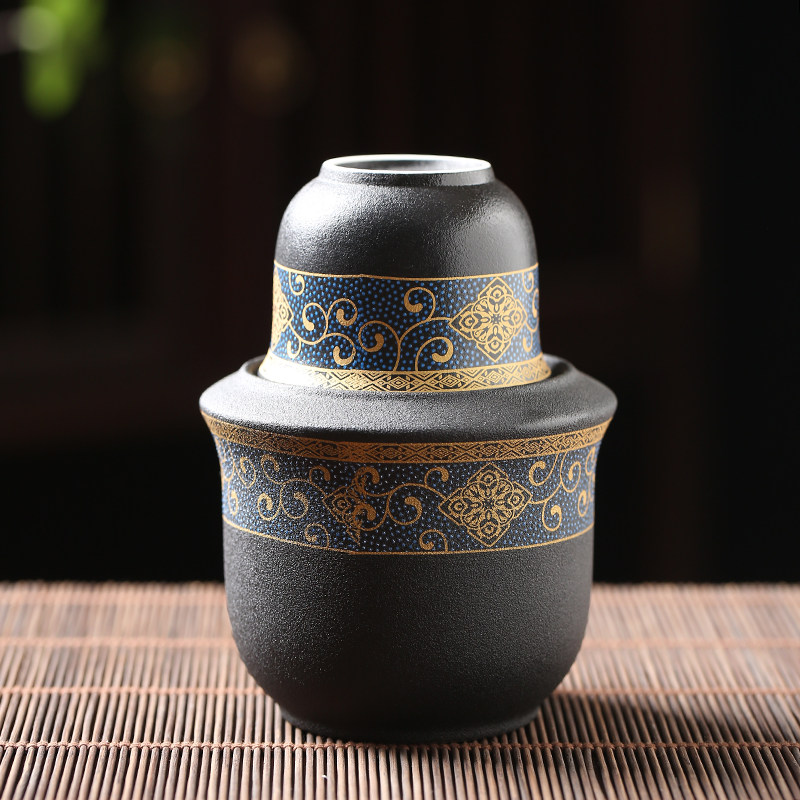 温酒器烫酒器热酒壶o陶瓷黄酒壶暖酒壶酒具二两半斤描金款礼品订