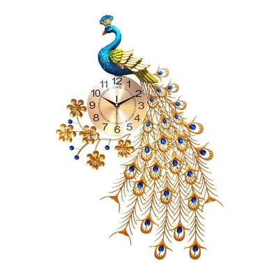 孔雀挂钟欧式客厅钟表家用静音创意石英钟简约装饰时钟表挂墙壁钟