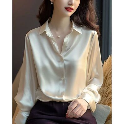 Solid color long sleeved single breasted shirt长袖单排扣衬衫